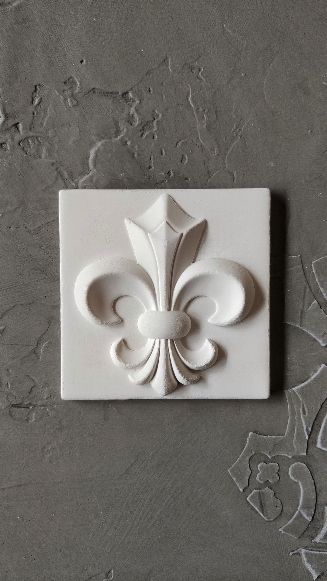 Square 3d Tile Fleur De Lys 10x10cm (3.94in) / Jesmonite Tiles ...