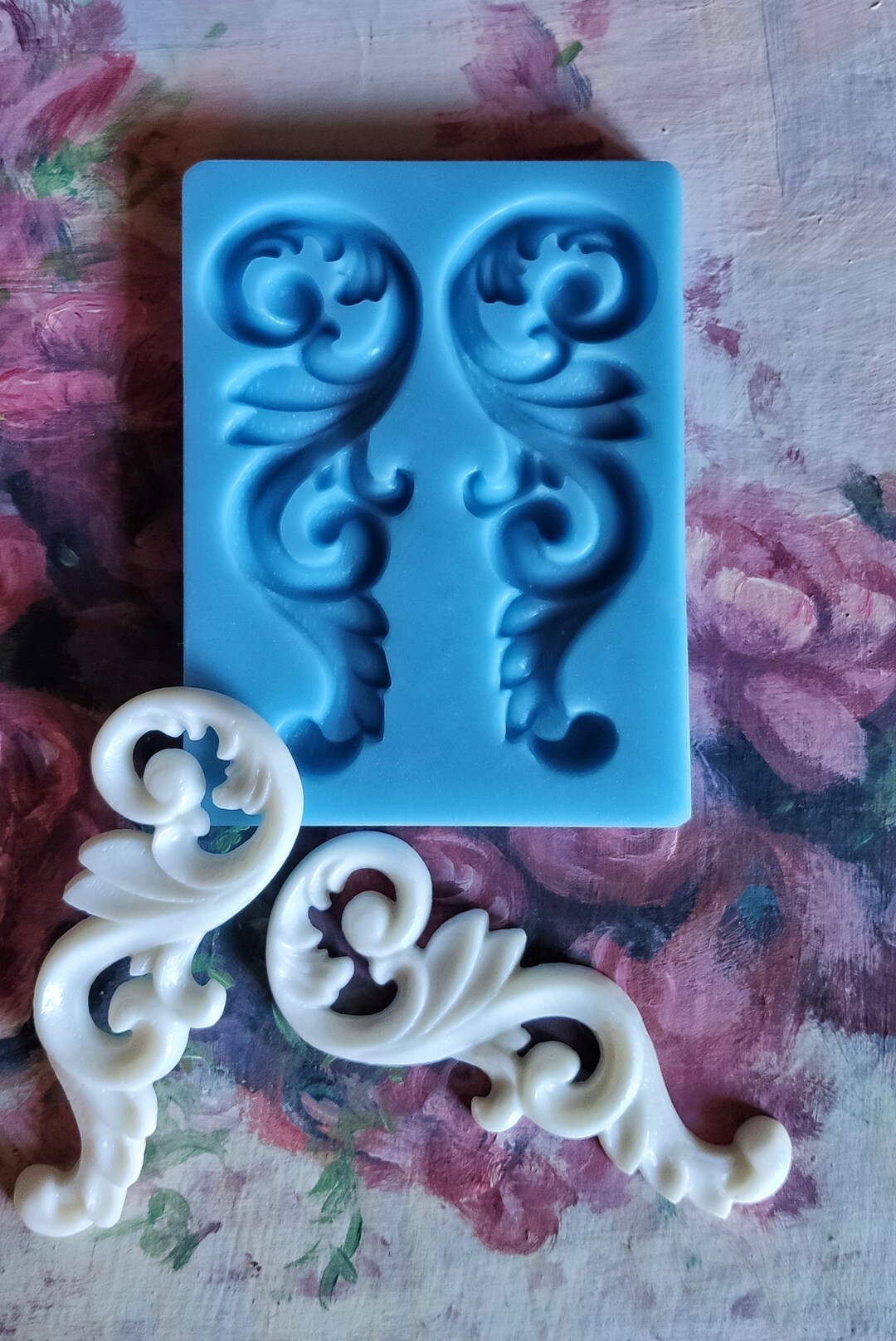 Silicone Mold for Vintage Appliques Pair, Mold for Clay, Mold for Resin ...