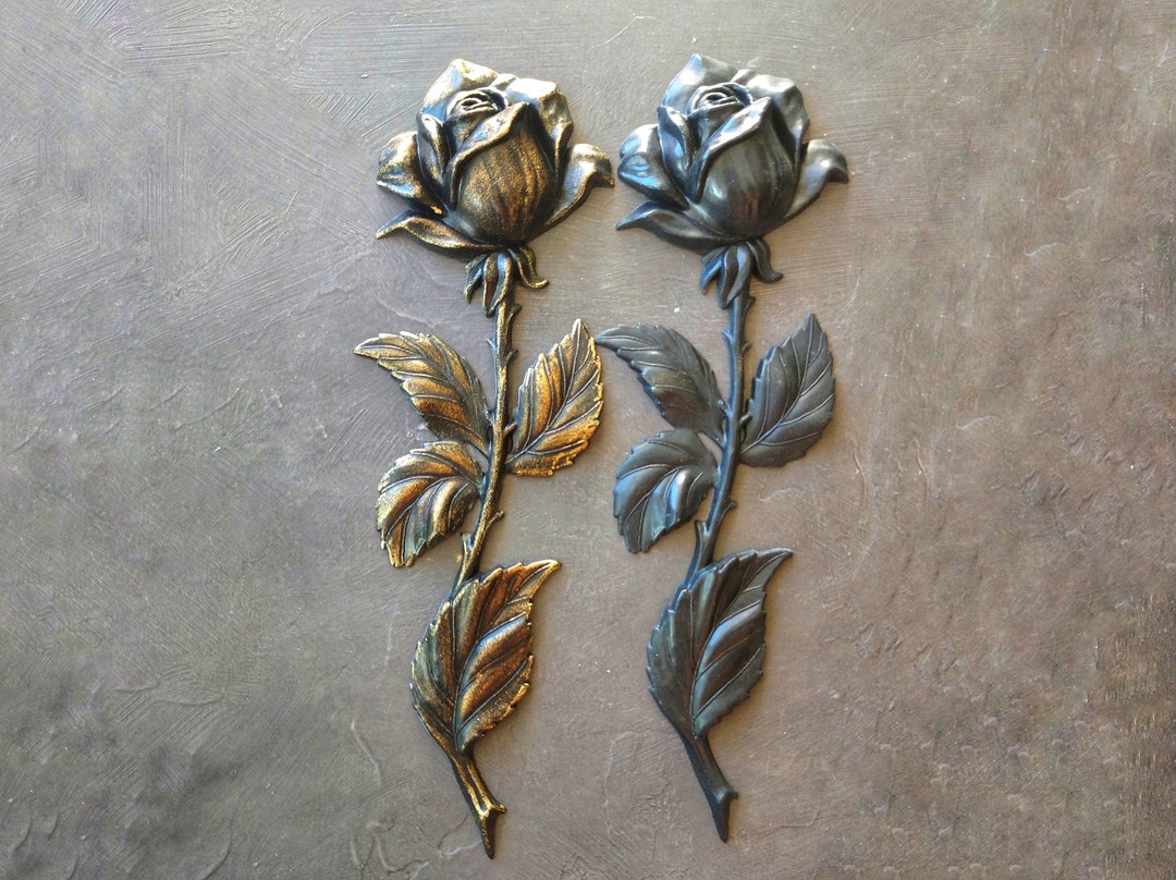 Rose on Stem Resin Applique for Furniture Decoration 29cm High, Home ...