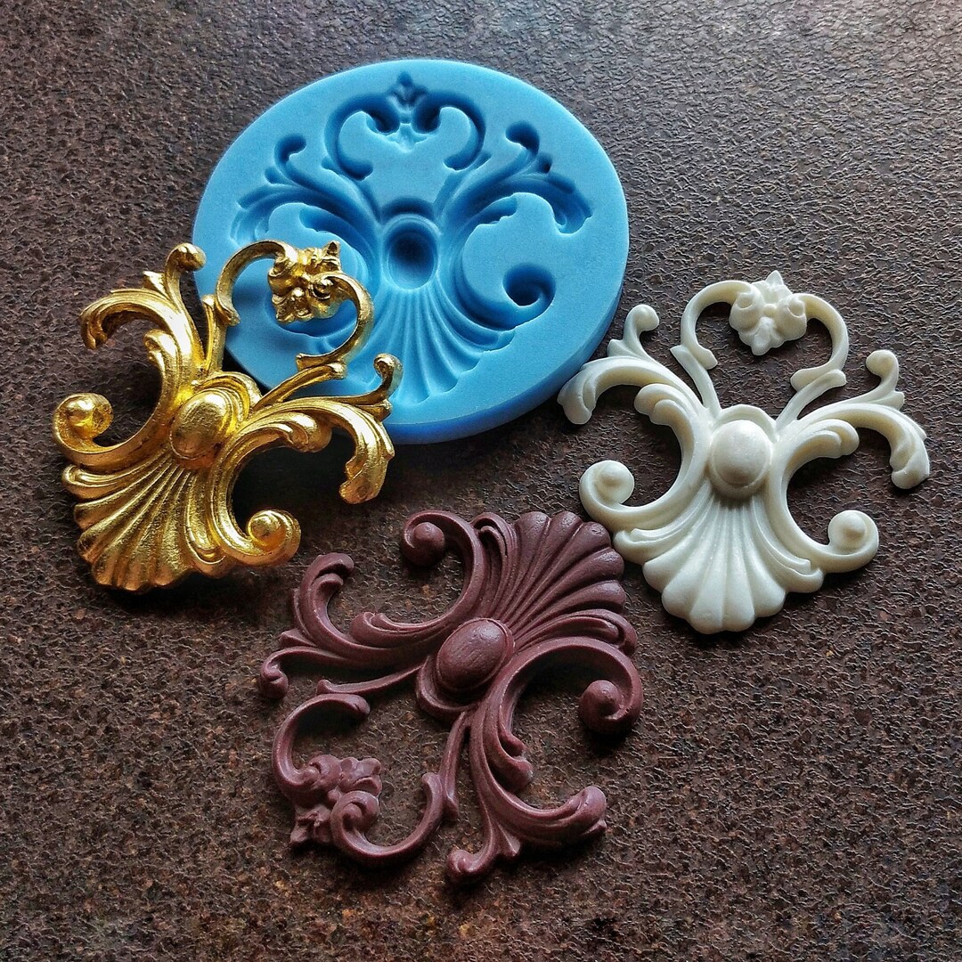 Silicone Mold for Ornate Royal Element , Wall Pediments, Mold for Clay ...