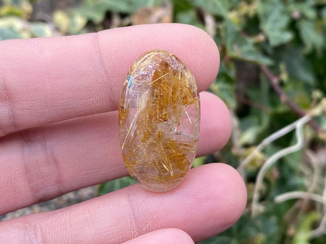 Rutilated Quartz Cabochon Measuring 24x16mm Oval Shape Angels Hair ...