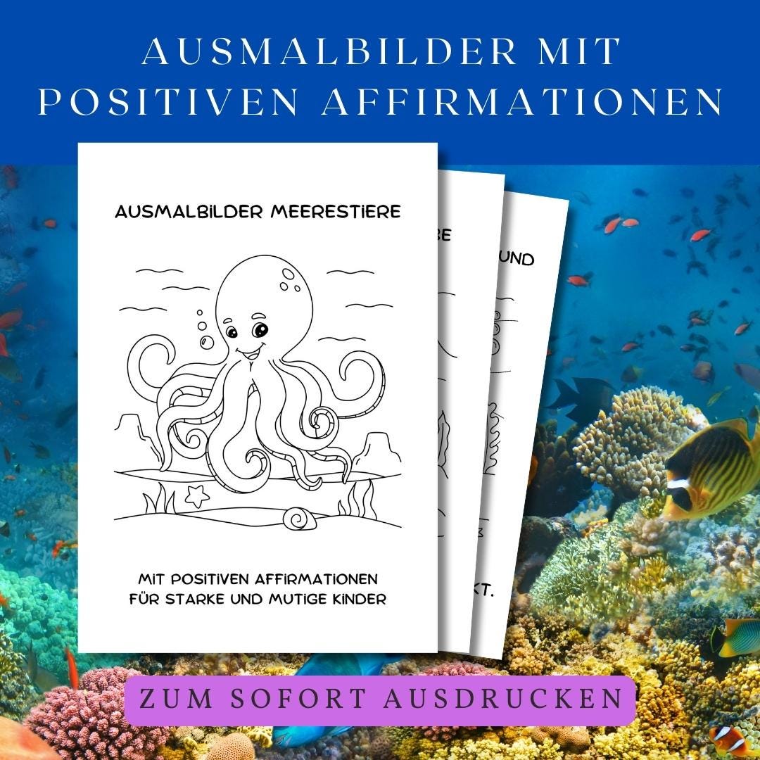 Sea Animals Coloring Pages Positive Affirmations – Creative Coloring ...