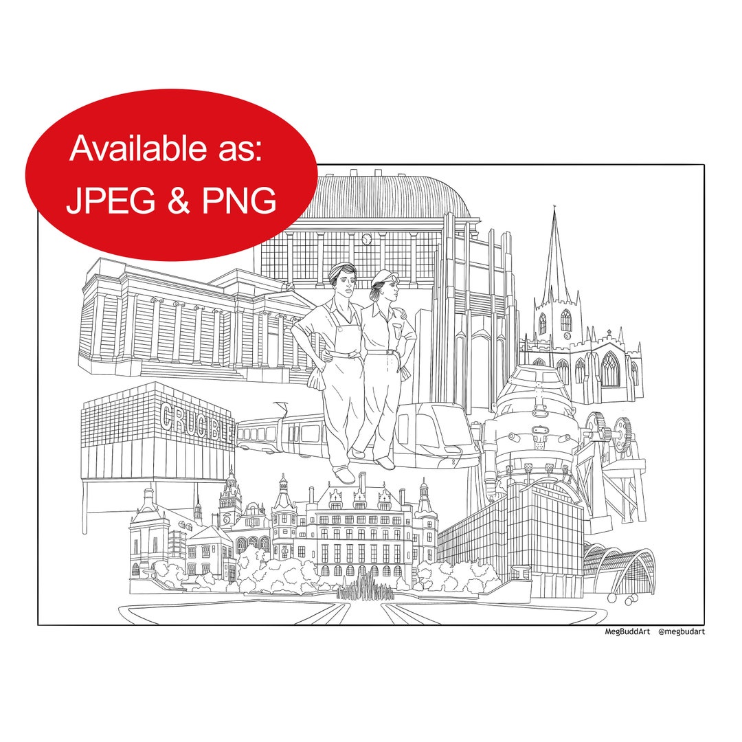 Sheffield Colouring Sheet: Printable Adult Relaxation (digital Download ...