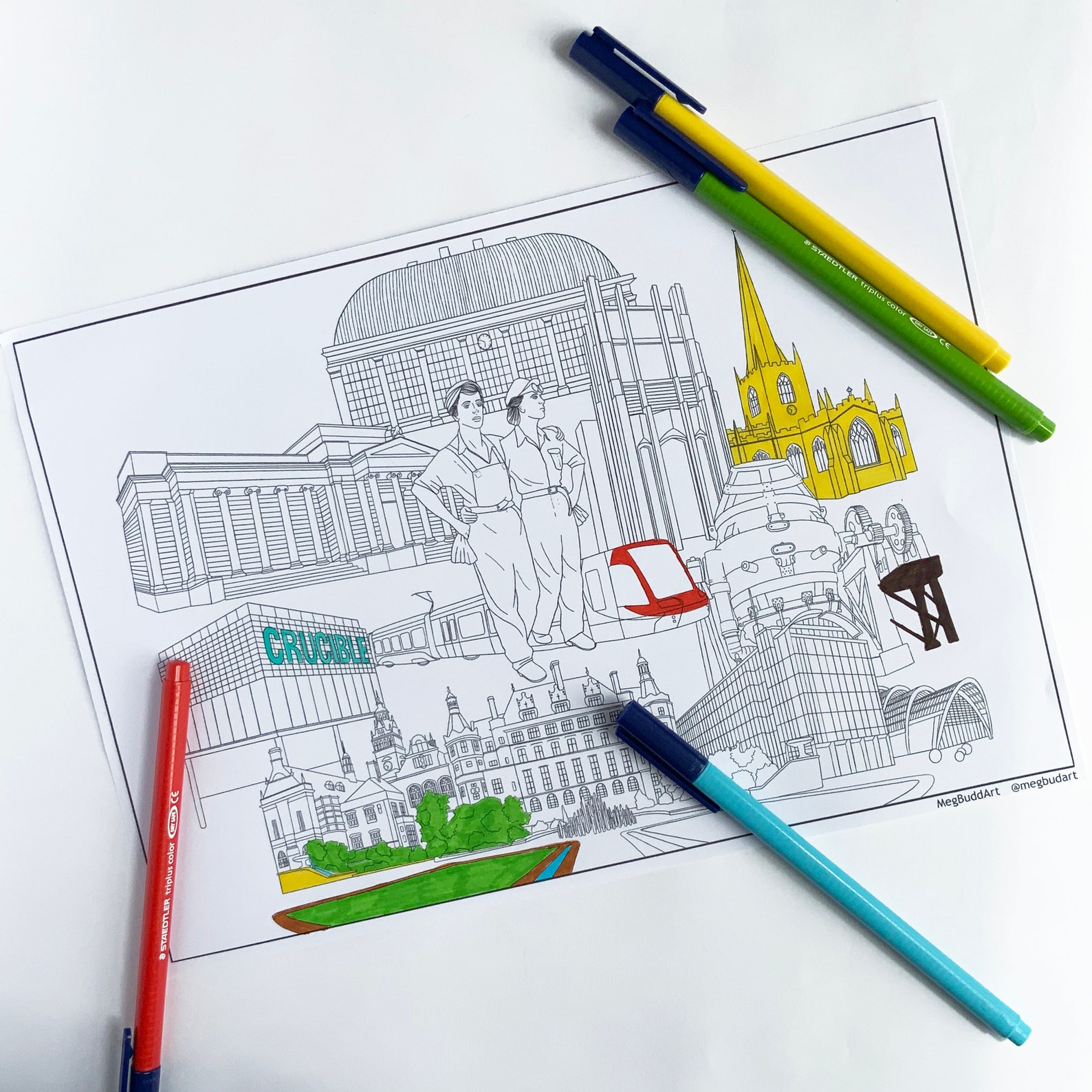 Sheffield Colouring Sheet: Printable Adult Relaxation (digital Download ...