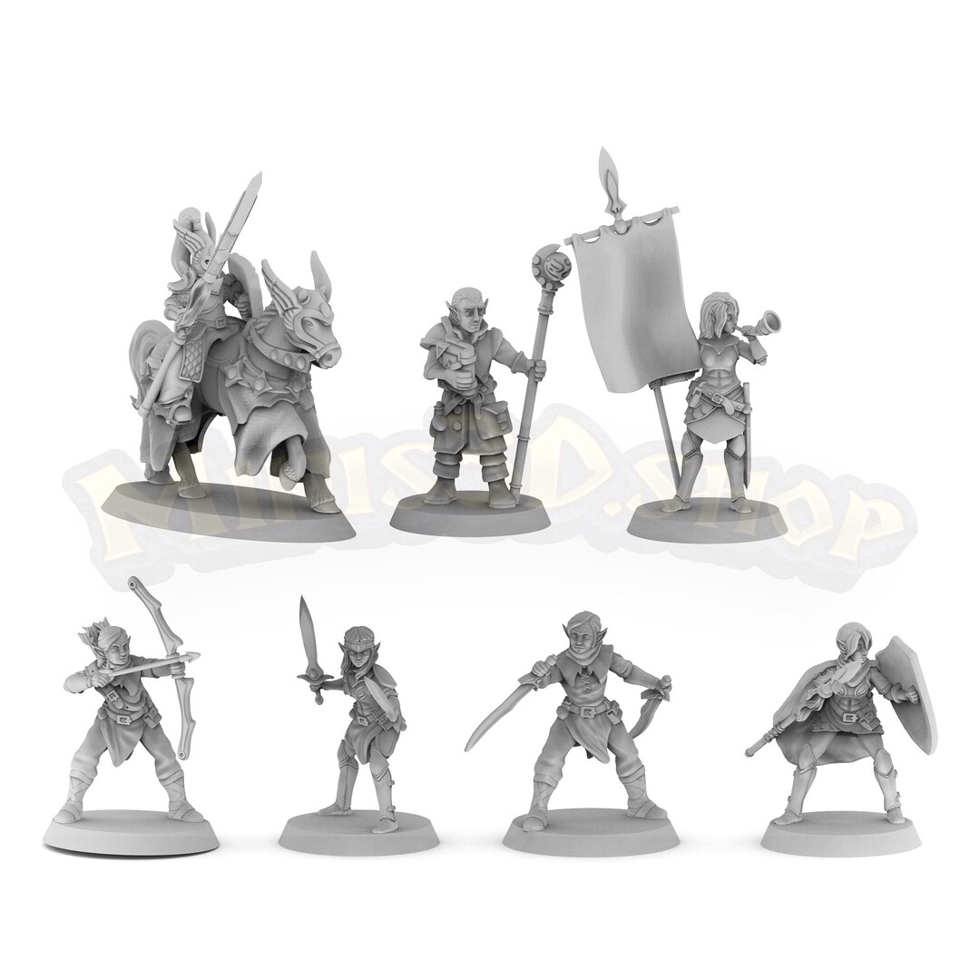 Elf: Archer, Mage, Knight - HQ Dungeon by Minis3d - Etsy