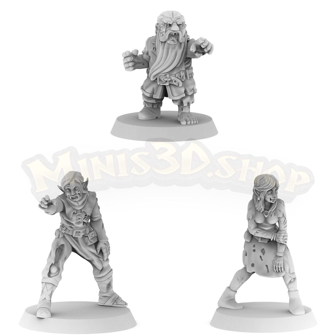 Zombie: Elf Dwarf HQ Dungeon by Minis3d - Etsy