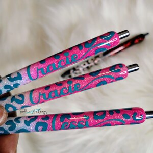 Leopard Print Stenciled Glitter Pens, Gel Ink Pens - Etsy