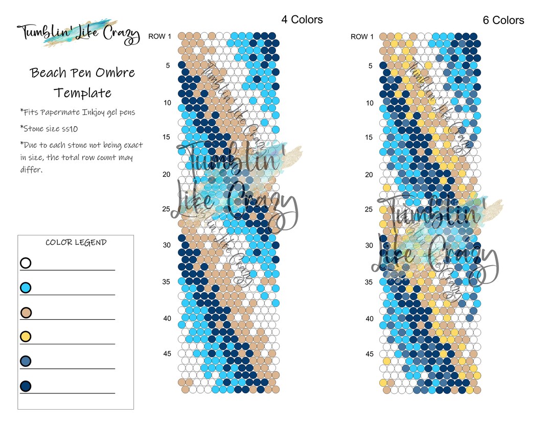 Rhinestone Beach Pen Ombre Patterns, Pair - Etsy