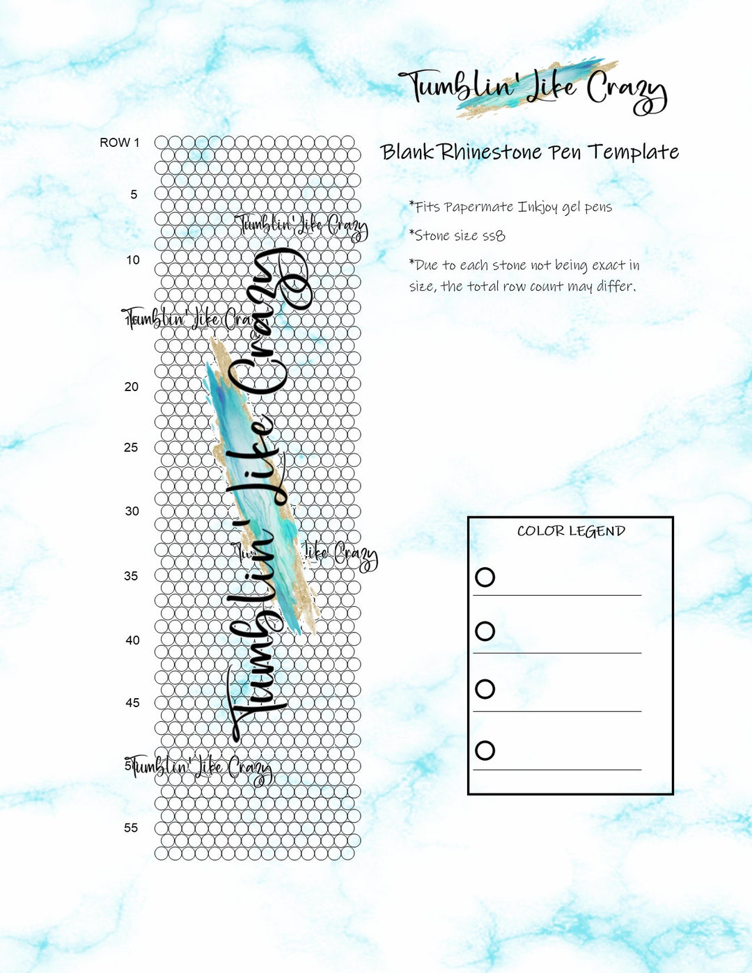 Blank Rhinestone Template, Inkjoy Pen Template, Ss8 - Etsy