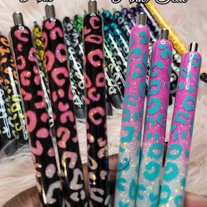 Leopard Print Stenciled Glitter Pens, Gel Ink Pens - Etsy
