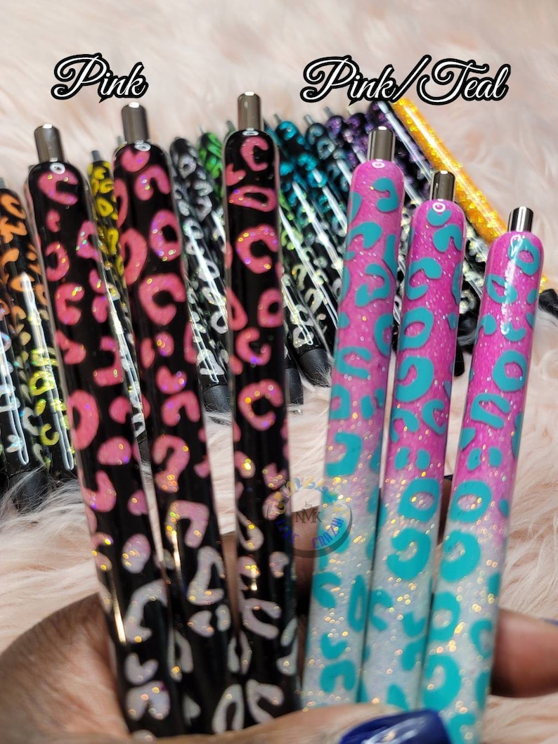 Leopard Print Stenciled Glitter Pens, Gel Ink Pens - Etsy