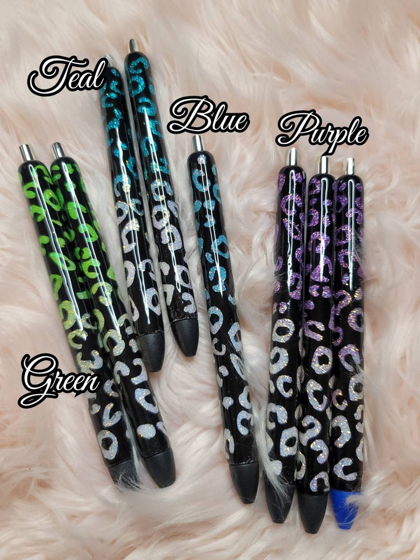 Leopard Print Stenciled Glitter Pens, Gel Ink Pens - Etsy