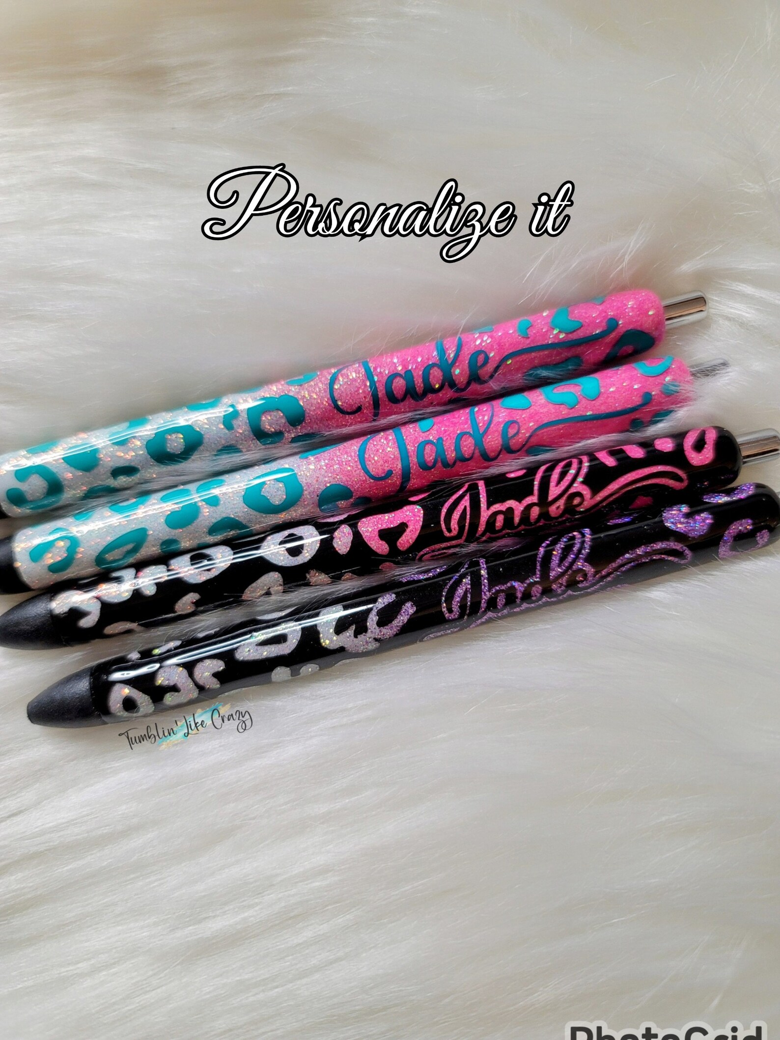 Leopard Print Stenciled Glitter Pens, Gel Ink Pens - Etsy