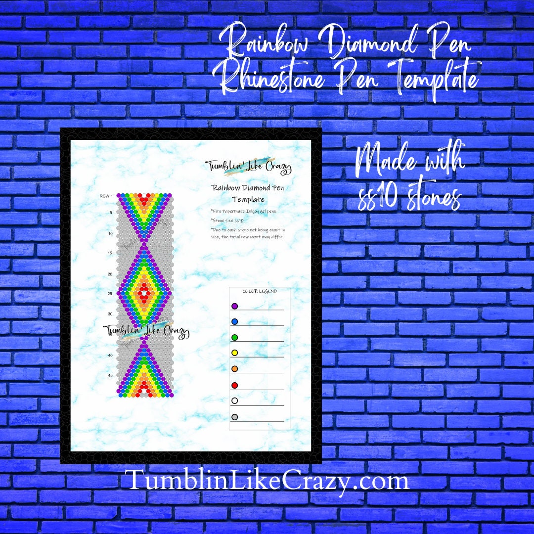 Rainbow Diamond Rhinestone Pen Pattern Template, Inkjoy Pens - Etsy