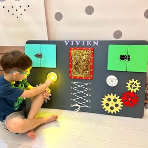 Extra Large Busy Board, Gift for Low Vision Kid, Wooden Sensory Board ...