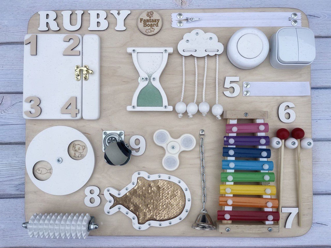 Vintage Toddler Busy Board, One Year Old Girl Boy Gift, Personalized ...