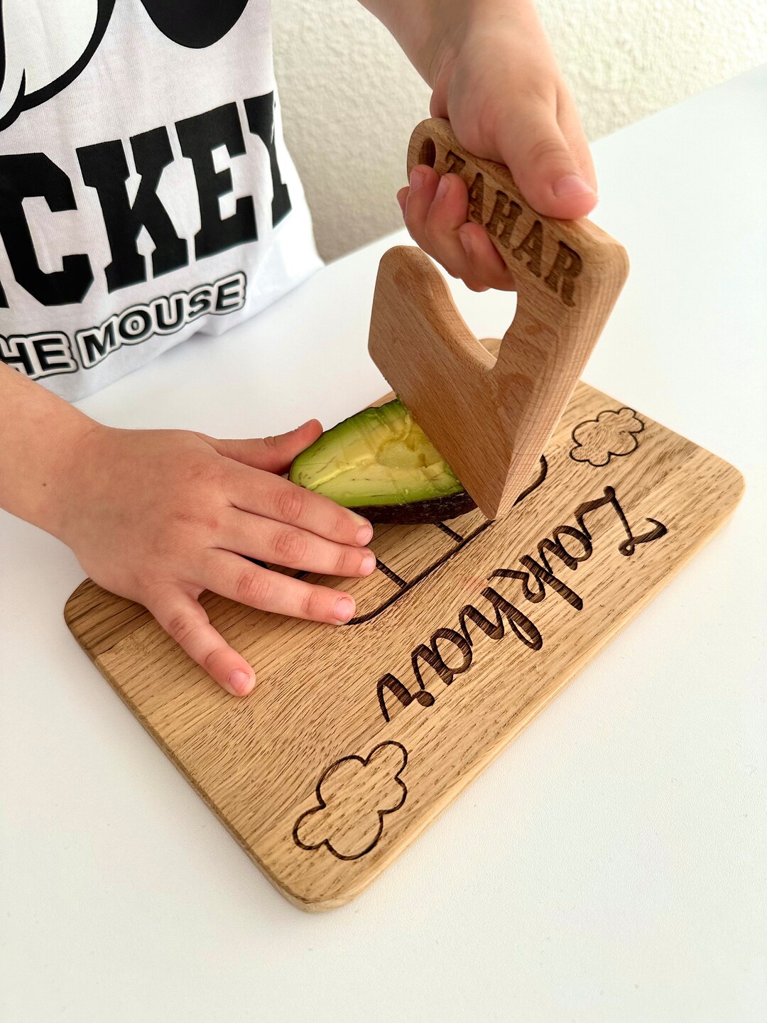 Personalized Wooden Utensil Montessori Knife and Cutting Board, Safe ...