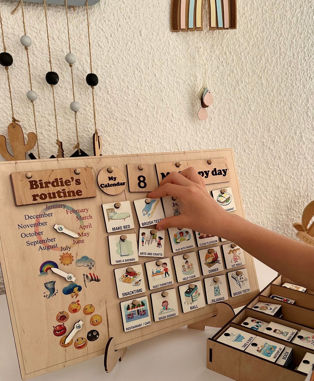 Educational Handmade Chore Chart for Children, Kids Visual Schedule ...
