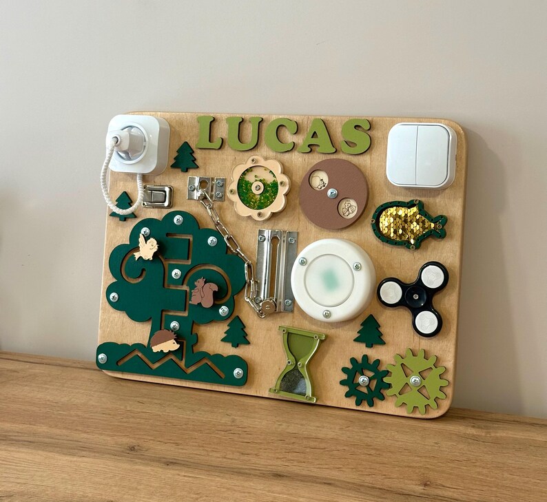 Personalized Baby Busy Board 2 Year Old Boy Gift, Forest Theme ...