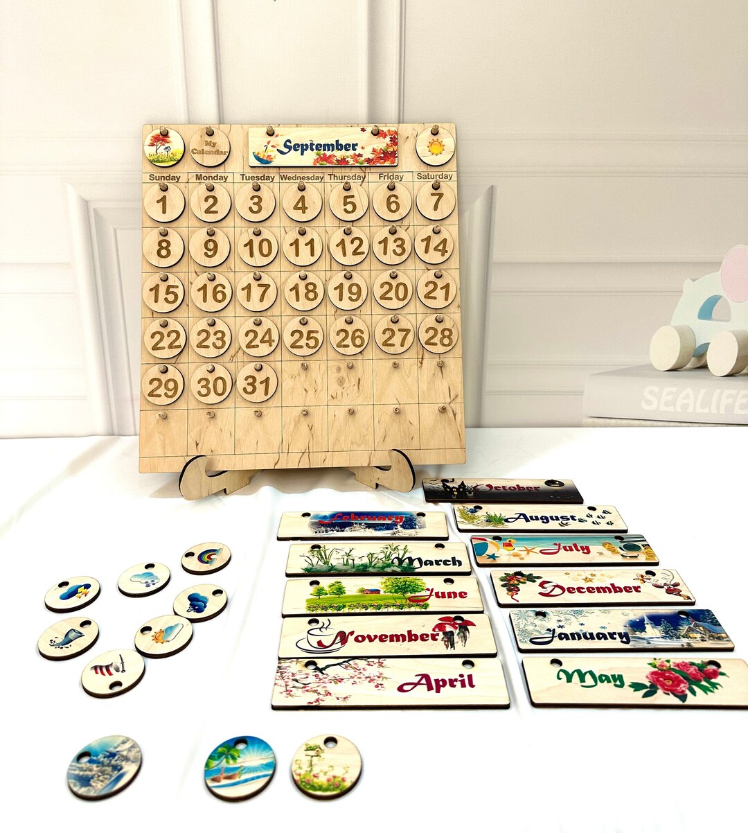 Kids Perpetual Calendar, Calendar Montessori, Monthly Calendar, School ...