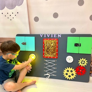 Extra Large Busy Board, Gift for Low Vision Kid, Wooden Sensory Board ...