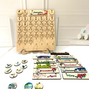Montessori Calendar for Kid, Wooden Perpetual Calendar, Classroom ...