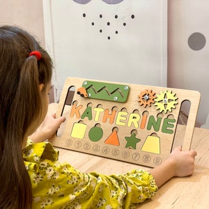 Large Olive Green Busy Board, Goddaughter Gifts, Eco Friendly Toy ...