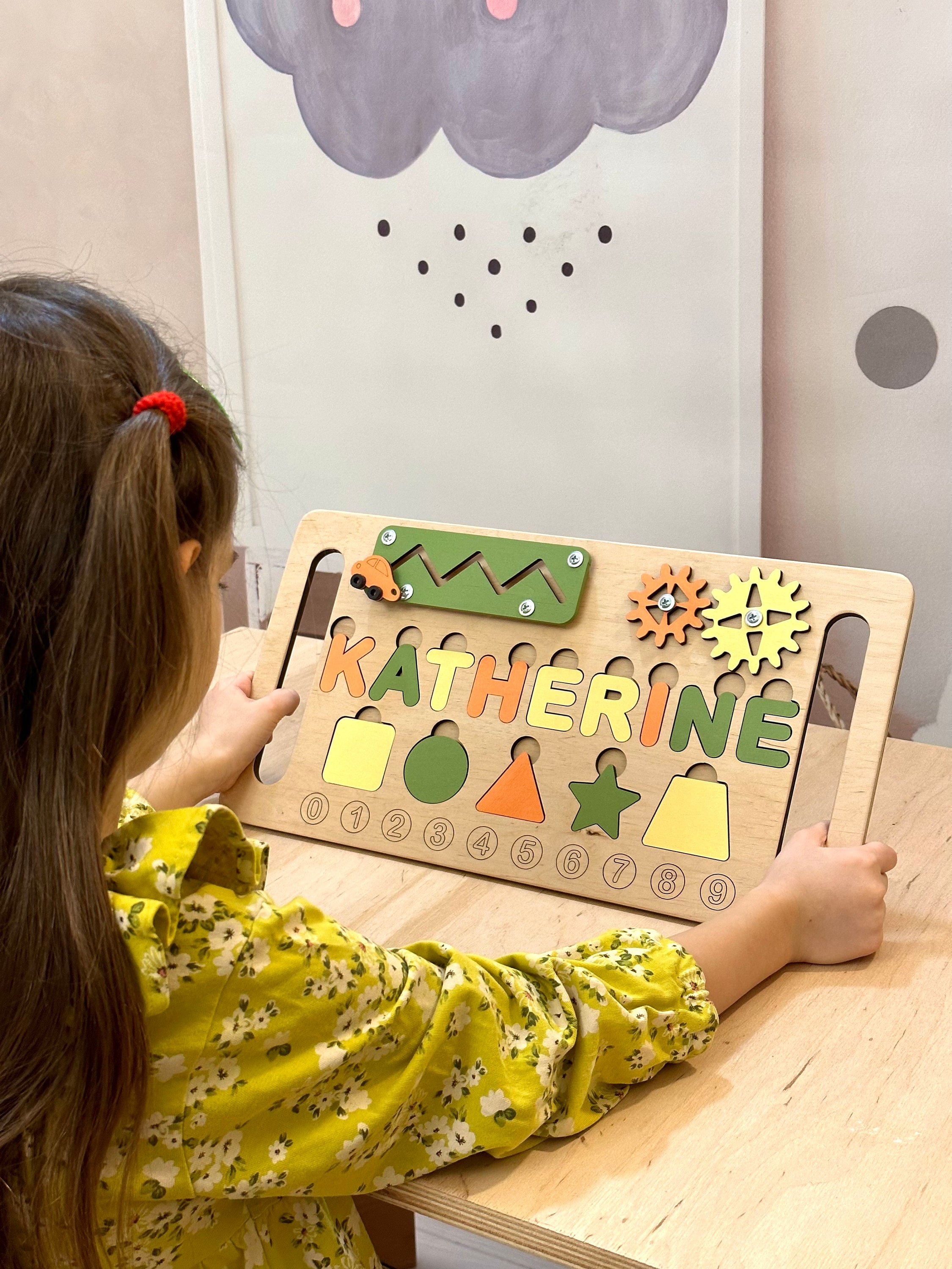 Large Green Fidget Activity Board, Handmade Montessori Busy Board ...