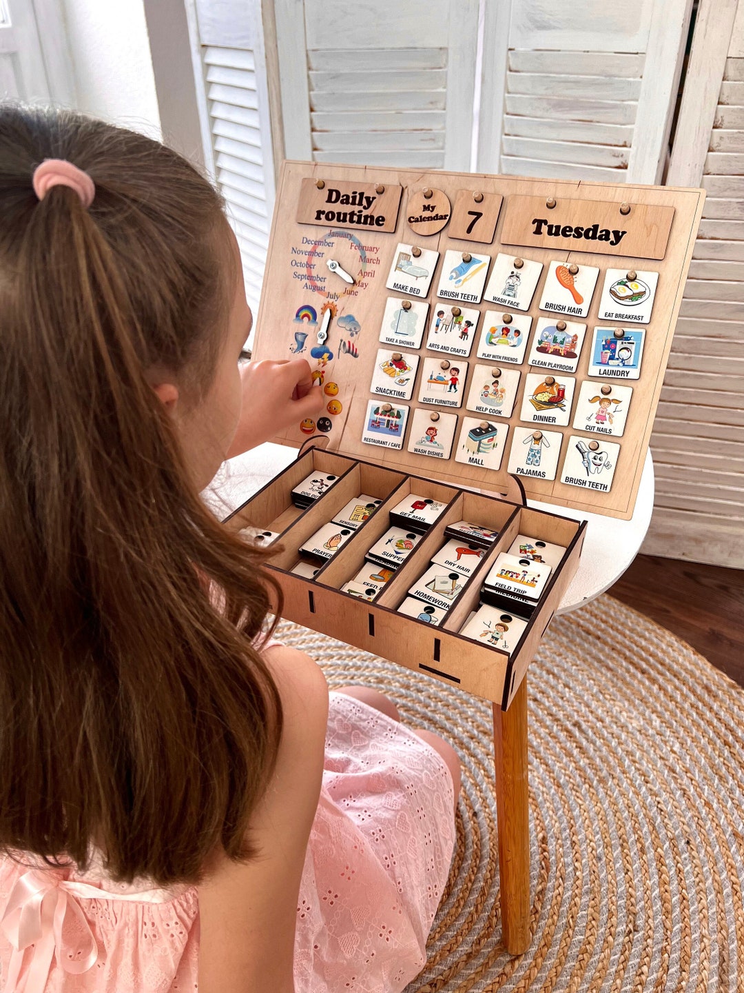 Chore Chart for Kids, Montessori Calendar, Kids Routine Chart, Toddler ...