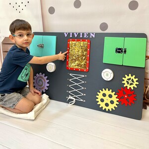 Extra Large Busy Board, Gift for Low Vision Kid, Wooden Sensory Board ...