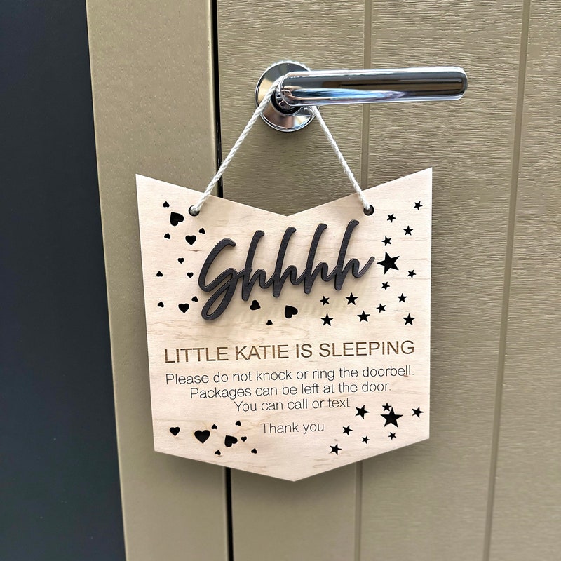 Sleeping Baby Door Sign - Etsy