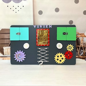 Extra Large Busy Board, Gift for Low Vision Kid, Wooden Sensory Board ...