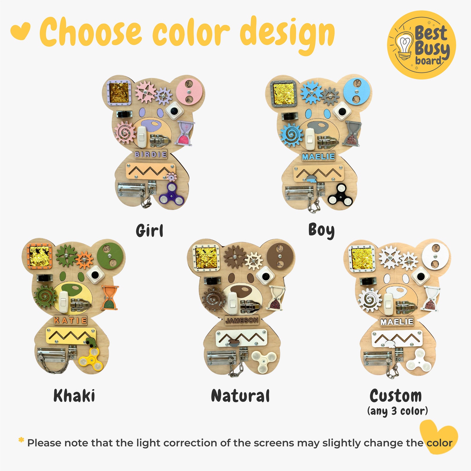 Busy Board Bear 1 Year Old, Personalized Montessori Board, Baby Gift ...