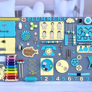 Fidget Busy Board for Baby Girl, Large Busy Board, Wooden Toy, Fine ...