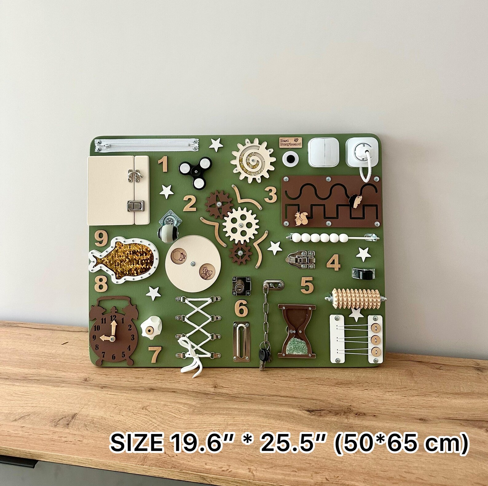 Personalized Blue Toddler Busy Board, Sensory Wall Board for Kids ...