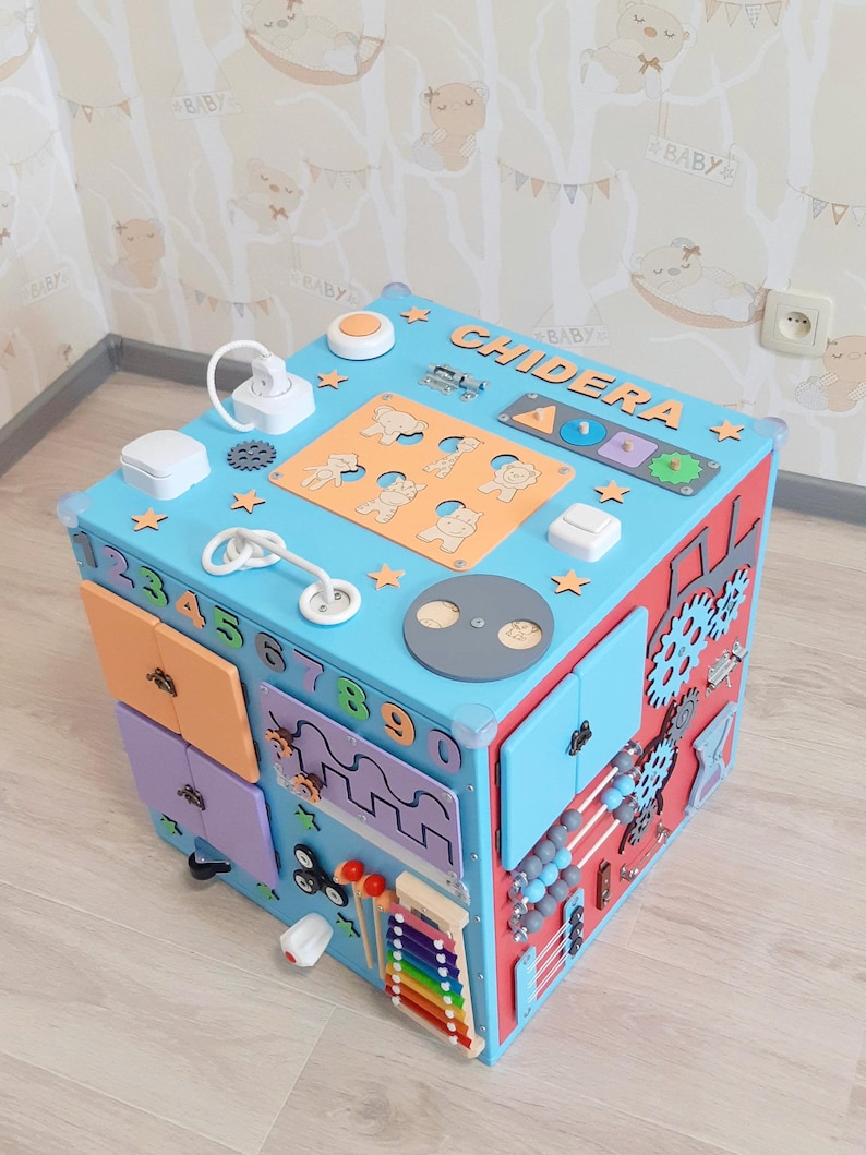 Extra Large Sensory Busy Cube for Toddler, Montessori Busy Board, First ...