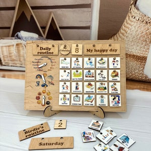 Wooden Chore Chart for Kids Personalized Toddler Routine Chart ...