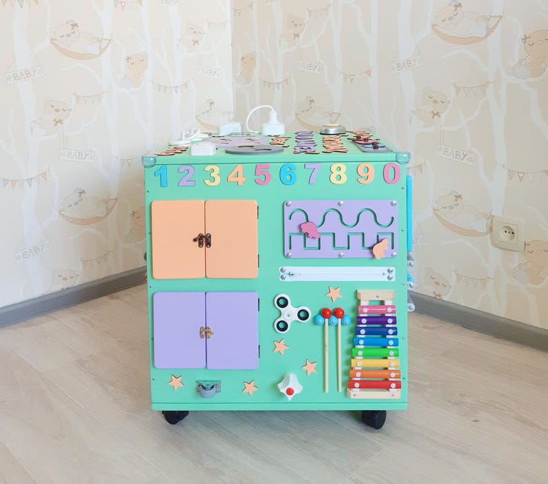 Extra Large Sensory Busy Cube for Toddler, Montessori Busy Board, First ...