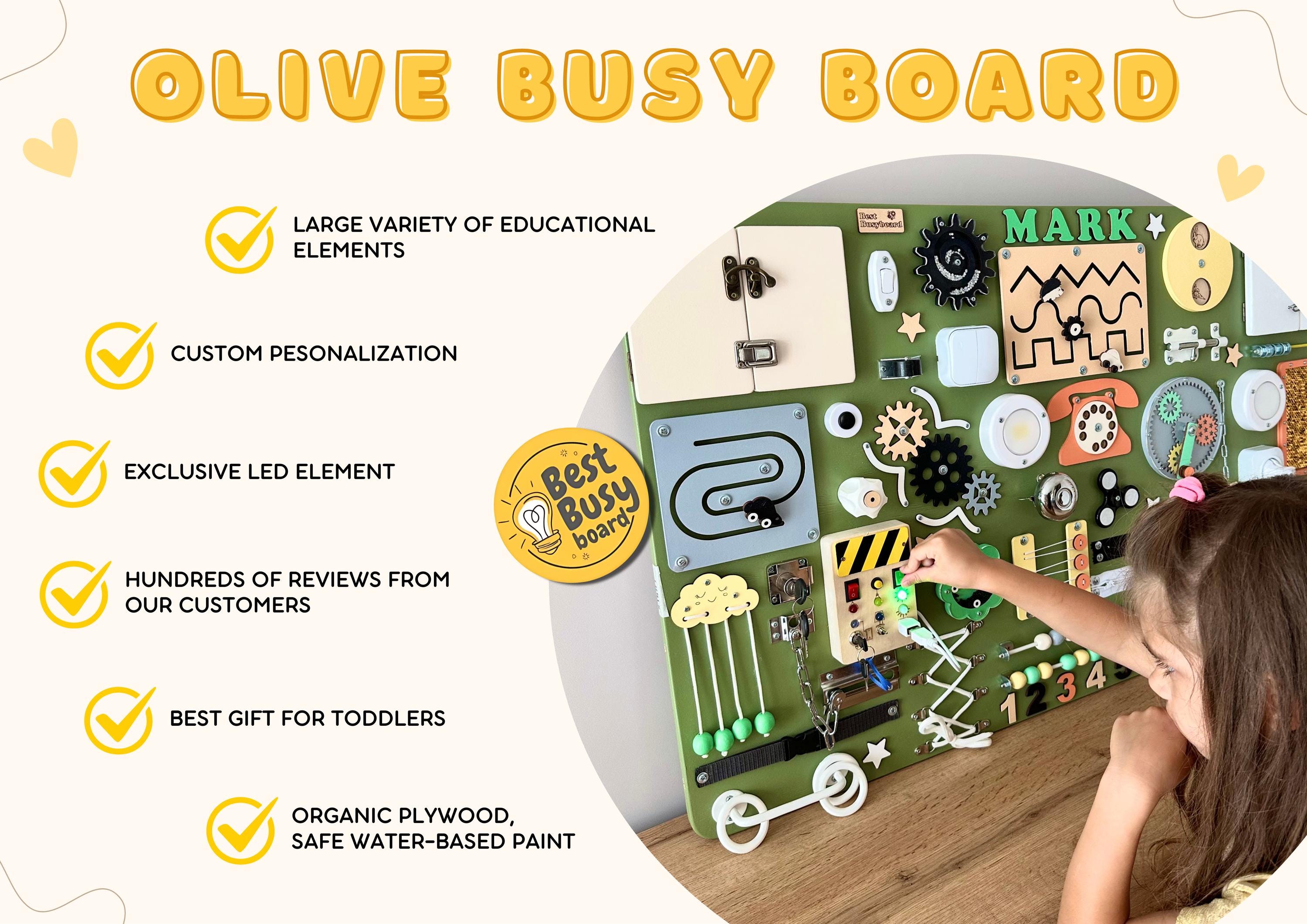 Large Green Fidget Activity Board, Handmade Montessori Busy Board ...