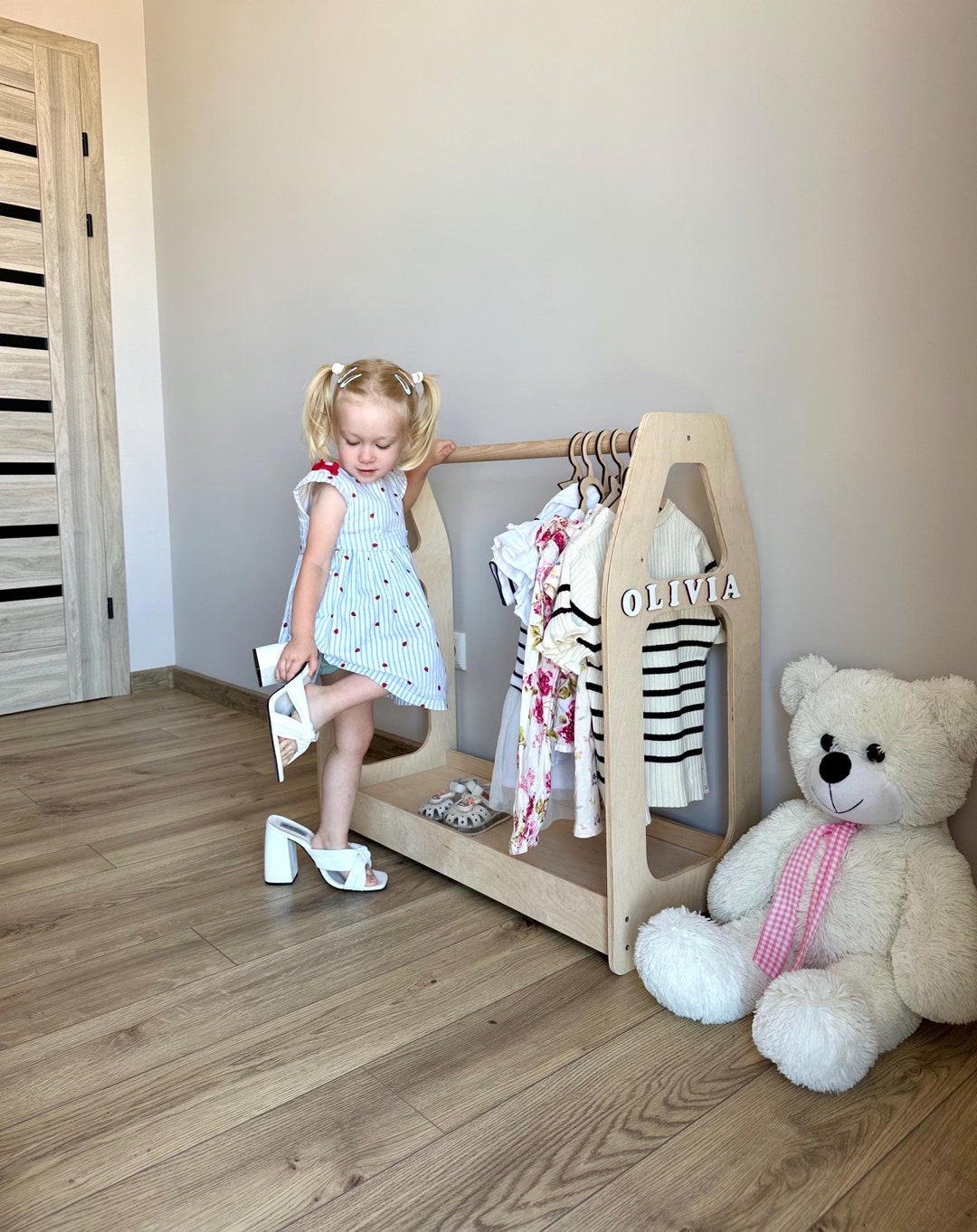 Personalized Kids Clothing Rack, Toddler Open Wardrobe, Niece Christmas ...