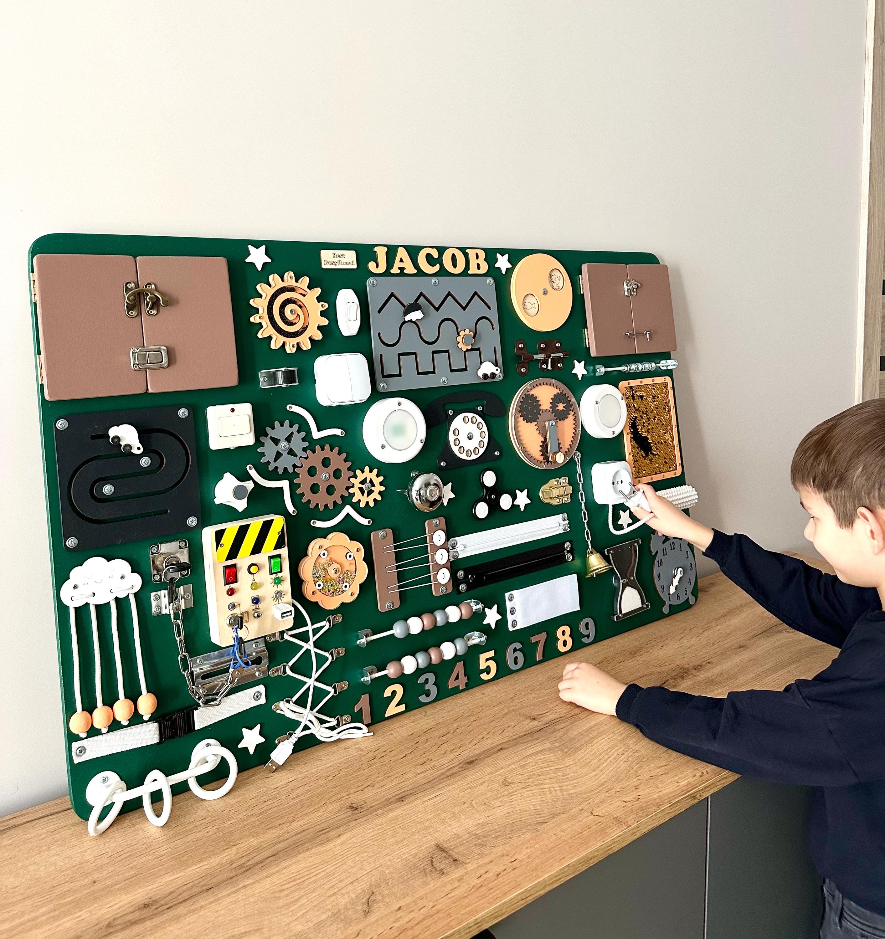 Large Green Fidget Activity Board, Handmade Montessori Busy Board ...