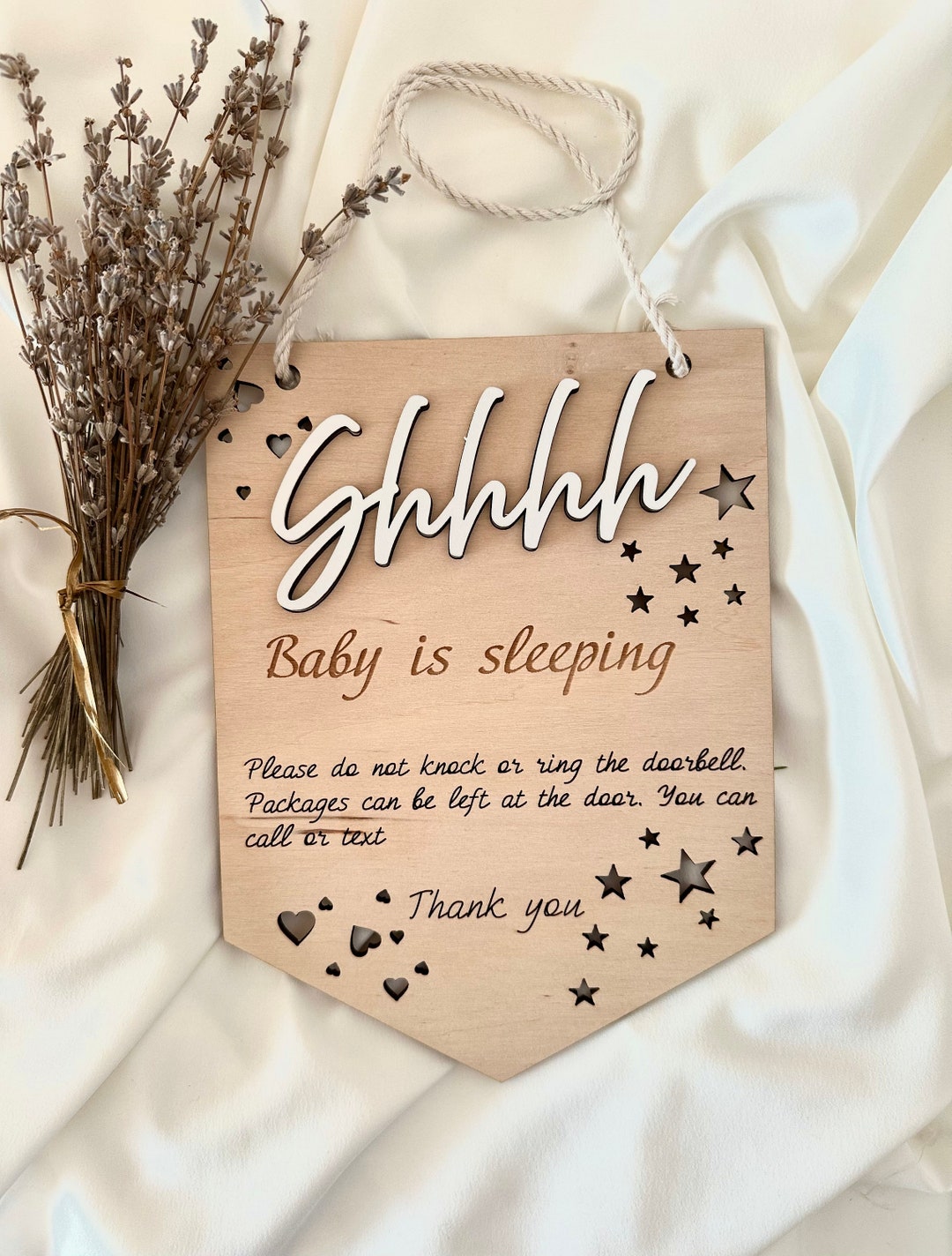 Sleeping Baby Sign, Do Not Disturb Doorbell Sign, Don’t Ring Doorbell ...