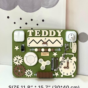 Large Olive Green Busy Board, Goddaughter Gifts, Eco Friendly Toy ...