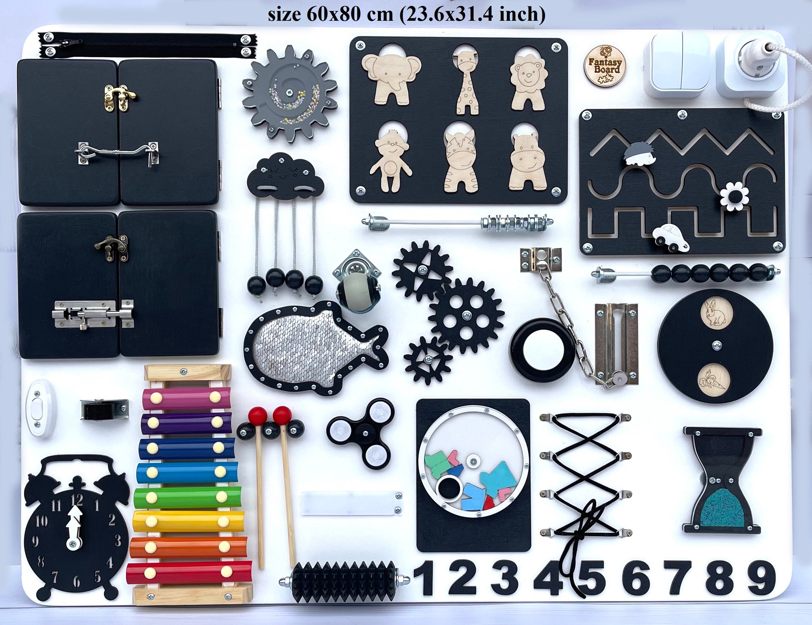 Sensory Busy Board With Locks, Latches, and Buttons for Fine Motor ...