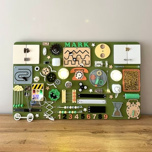 Large Olive Green Busy Board, Goddaughter Gifts, Eco Friendly Toy ...