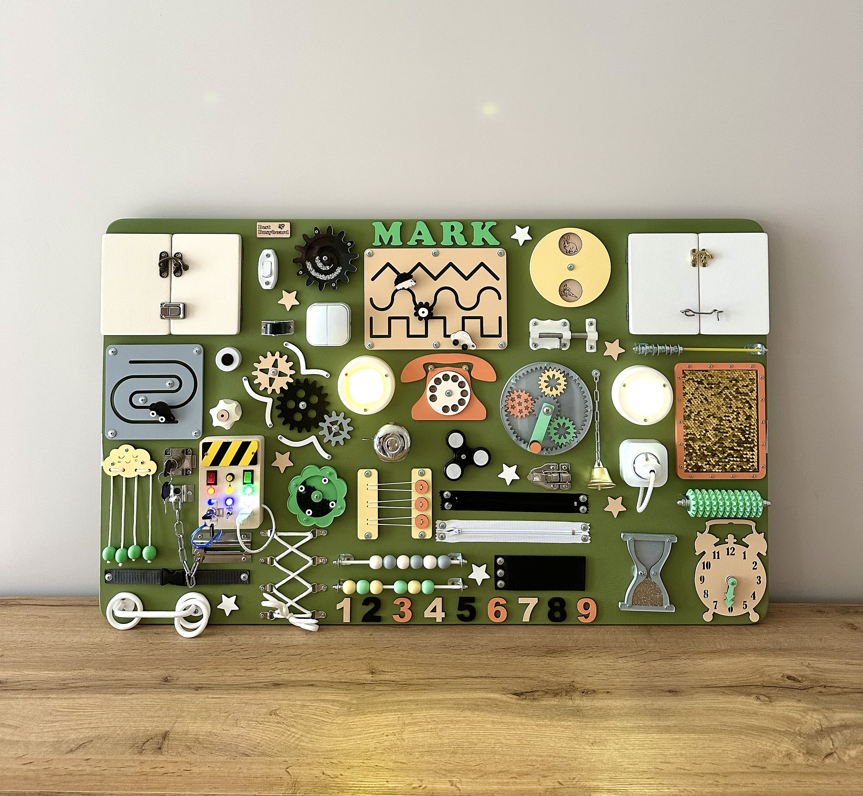 Large Green Fidget Activity Board, Handmade Montessori Busy Board ...