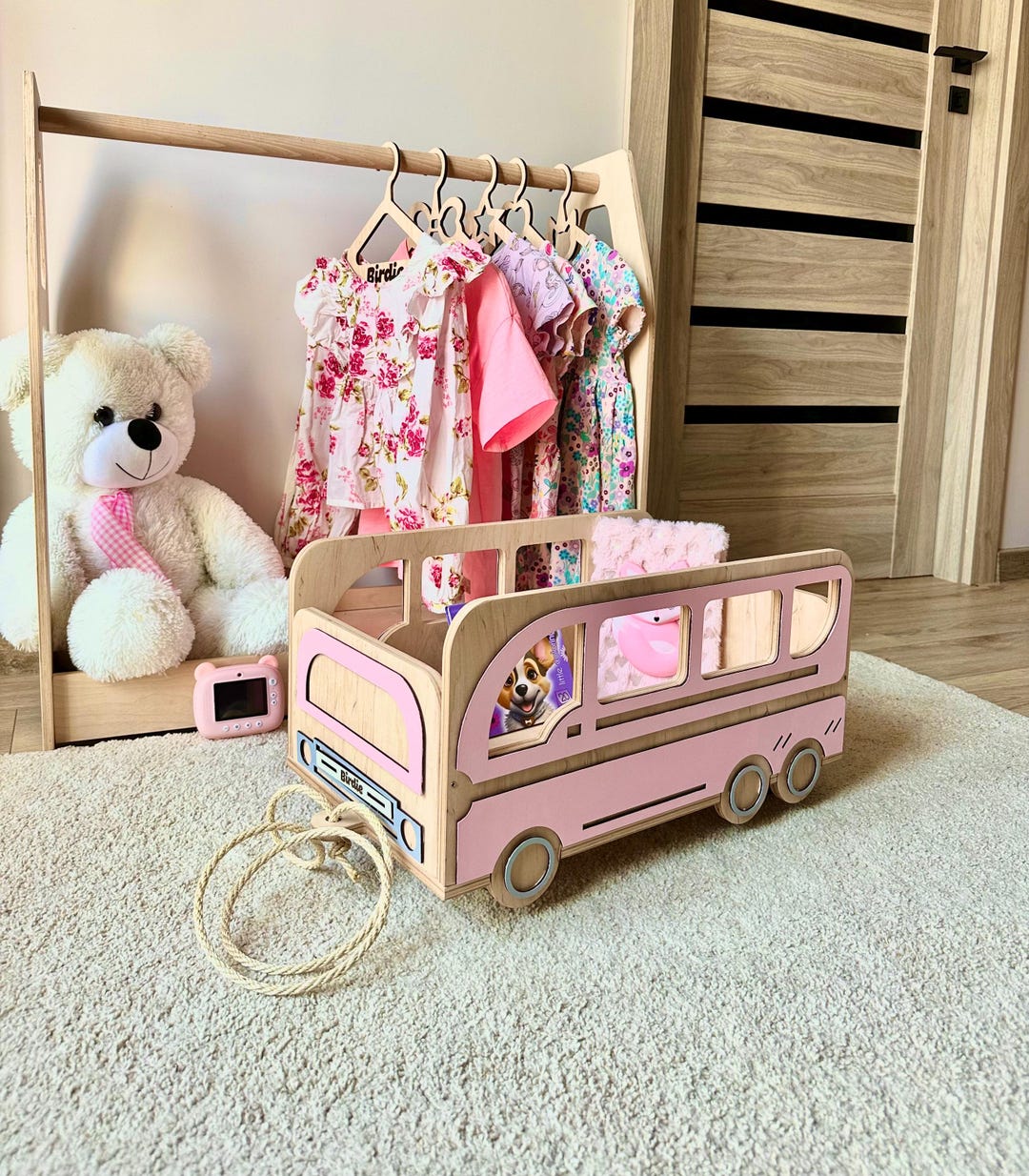 Personalized Pink Toy Cart on Wheels, Niece Gift From Aunt, 2 Year Old ...