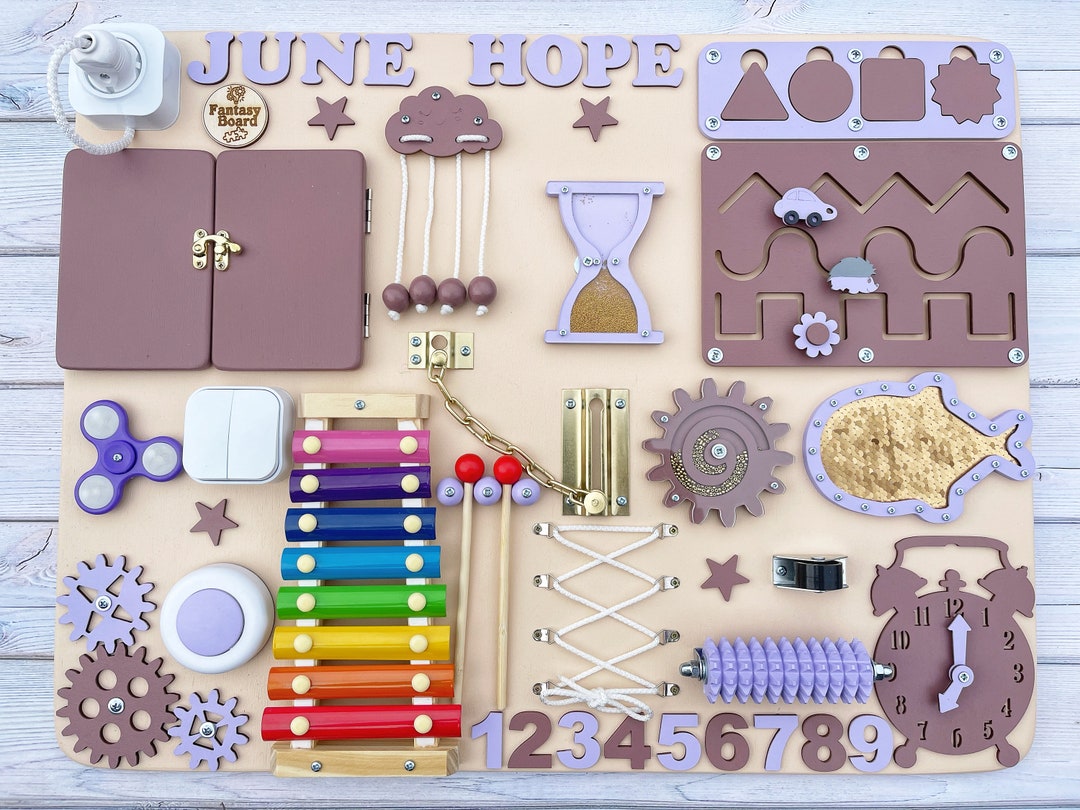 Busy Board for Girl, Activity Board, Sensory Board, Toddler Gift, Latch ...