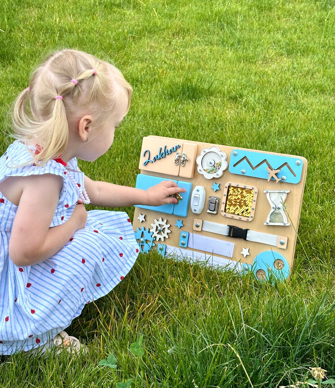Montessori Organic Small Busy Board for Children, Baptism Gift, Fidget ...