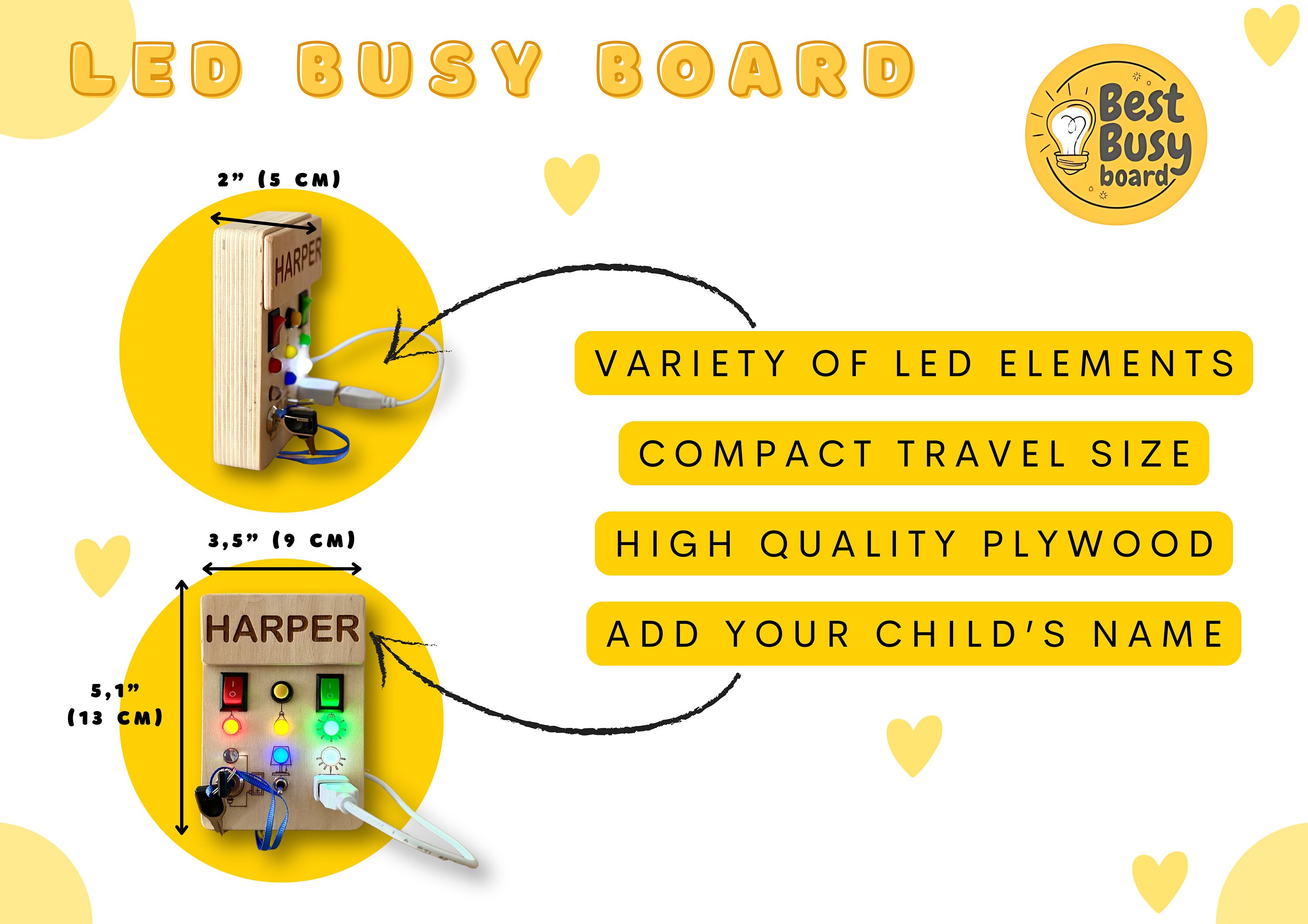 LED Small Busy Board, Montessori Busy Board for Toddler, Travel Light ...
